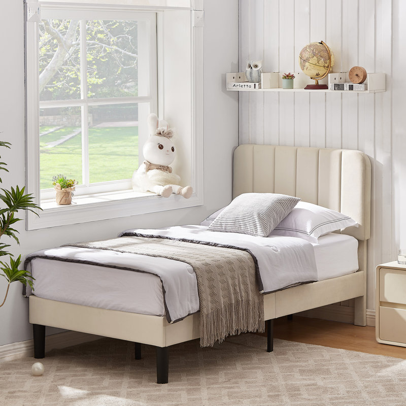 Bedias Upholstered Metal Platform Bed Set of 2 Willa Arlo Interiors Color Dark Gray